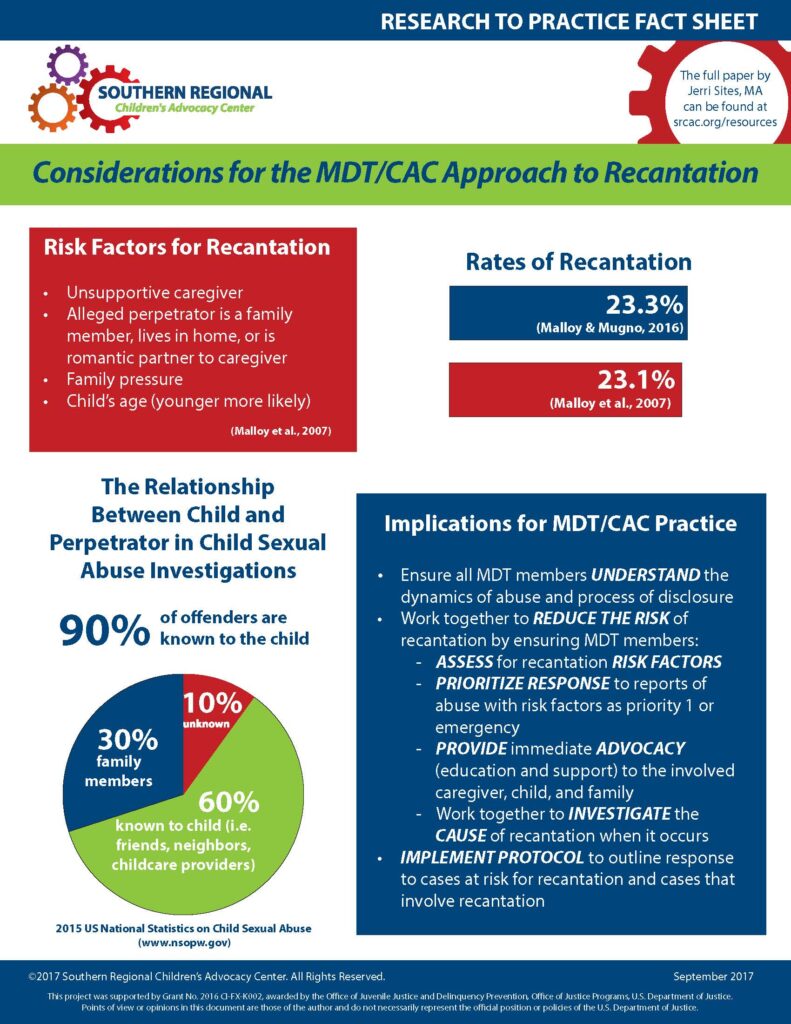 Considerations for the MDT/CAC Approach to Recantation – Regional ...